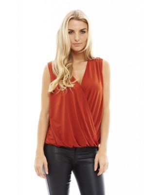 AX Paris Women's Sleeveless Cross Over Top - Macy's