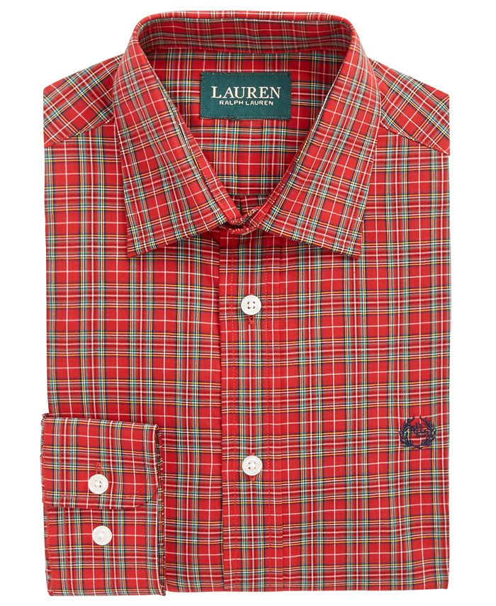 Ralph Lauren Big Boys Classic-Fit Red Plaid Shirt - Macy's