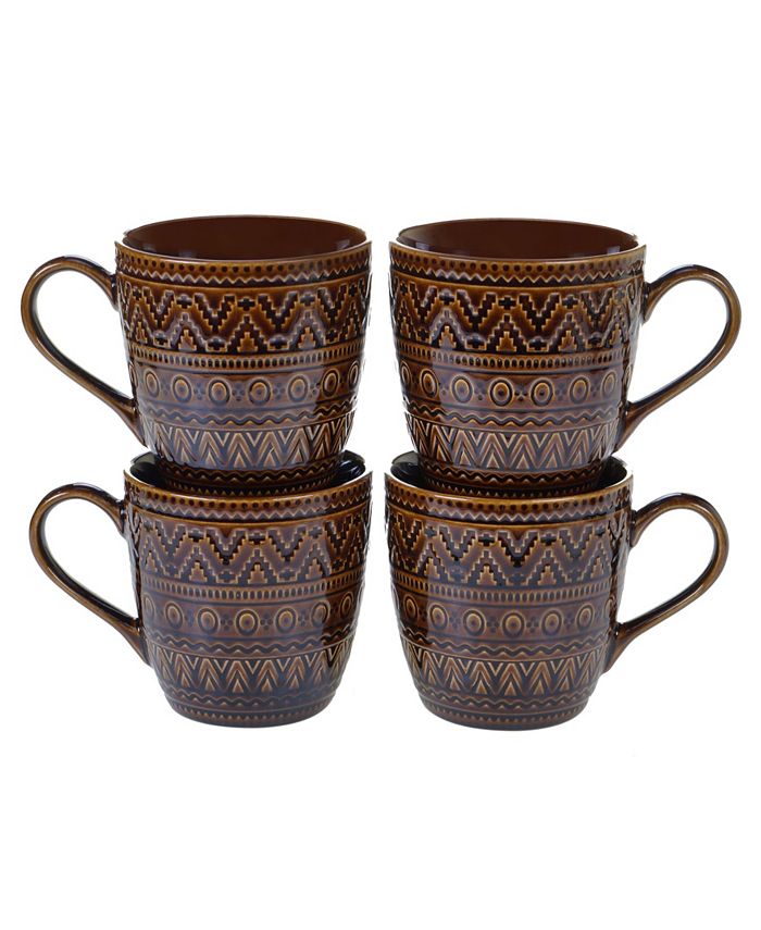 Certified International Aztec Brown 4-Pc. Mugs - Macy's