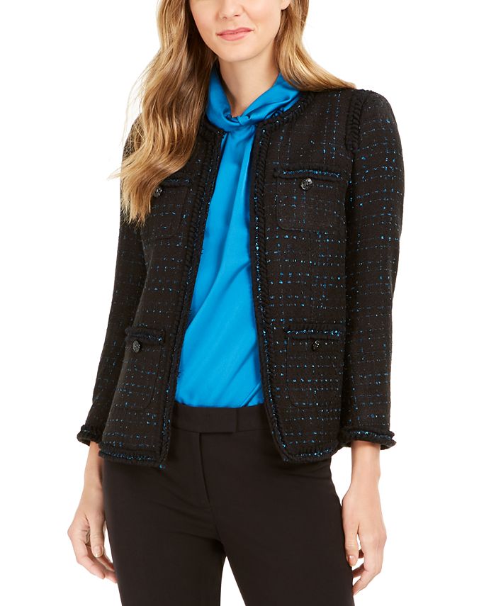 Anne Klein Metallic Ruffle-Trim Blazer - Macy's