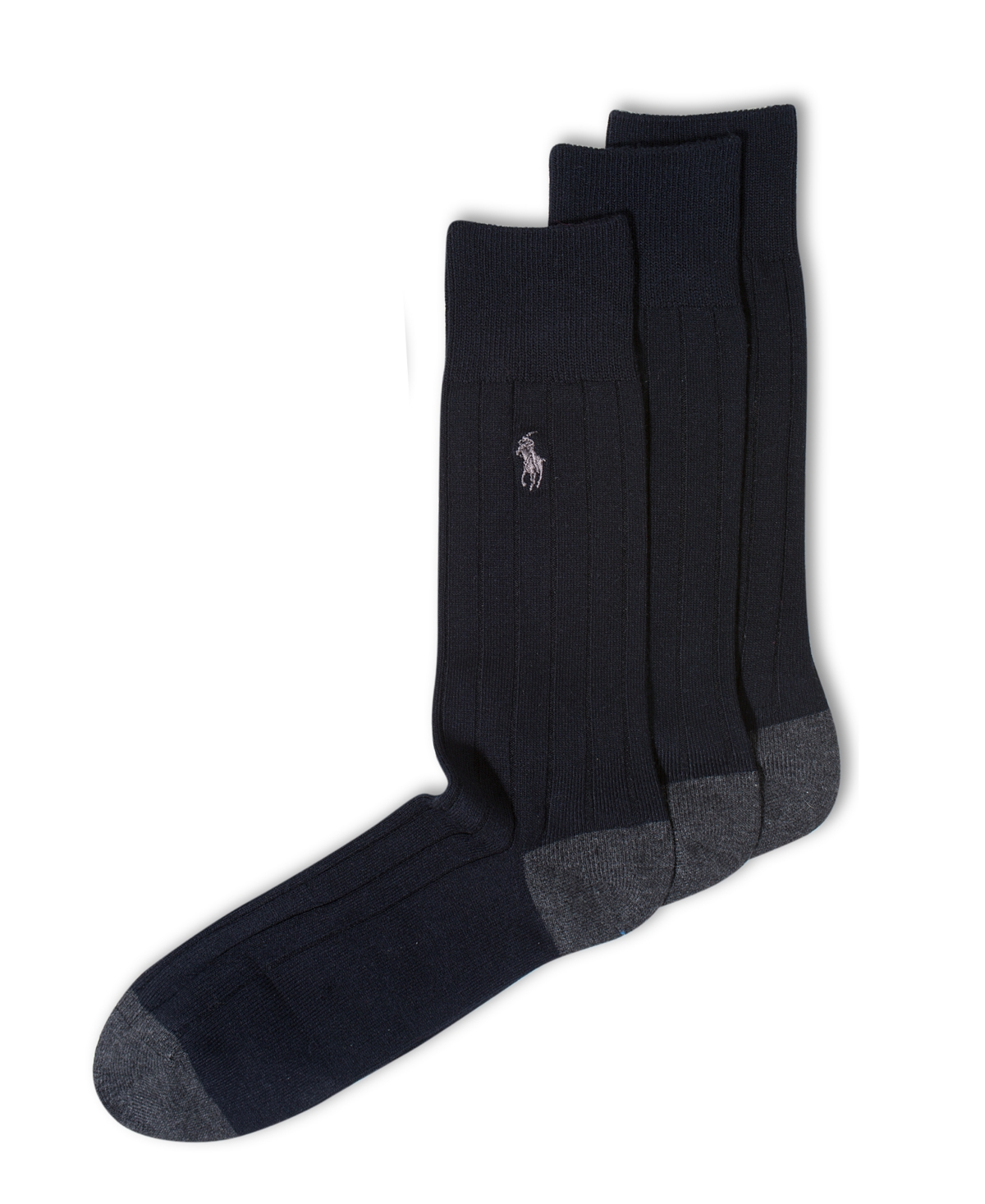 Polo Ralph Lauren Mens 3-Pack Soft Touch Rib Dress Socks - Black