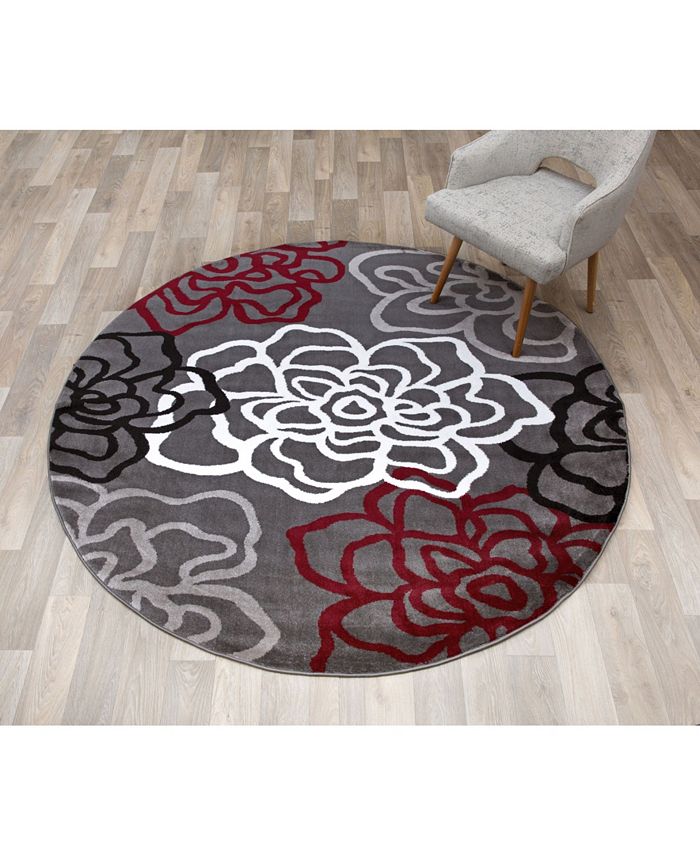 Main Street Rugs Montane Mon108 Red/Gray 6'6" Round Area Rug - Macy's