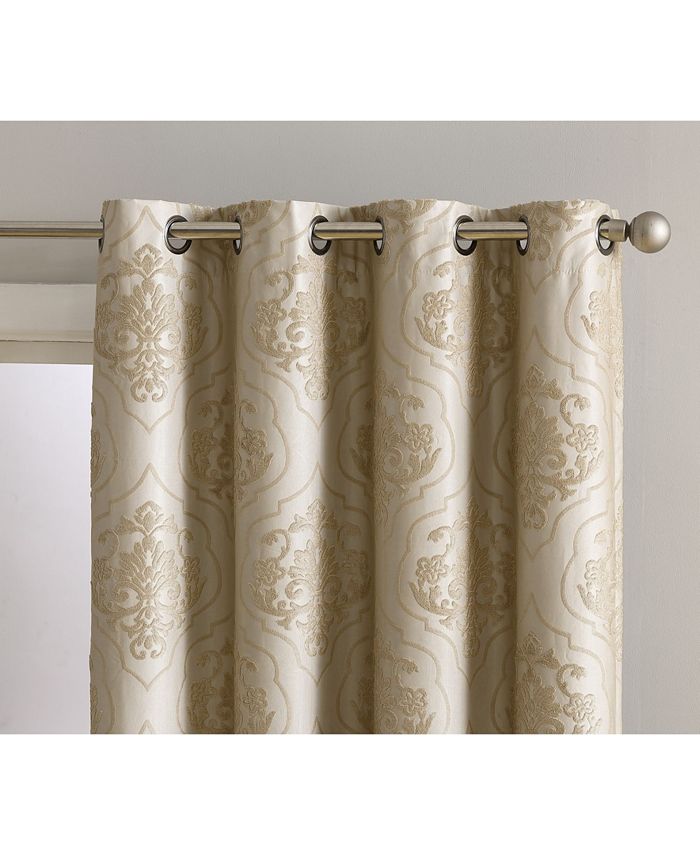 HLC.me Obscura by Newcastle Damask Flocked 100% Blackout Grommet Patio Door Panel - 100 W x 84 L ...