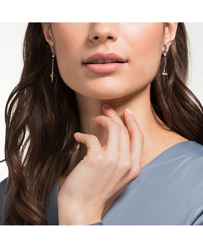 Swarovski Rose Gold-Tone Imitation Pearl & Crystal Moon Earring Jackets ...