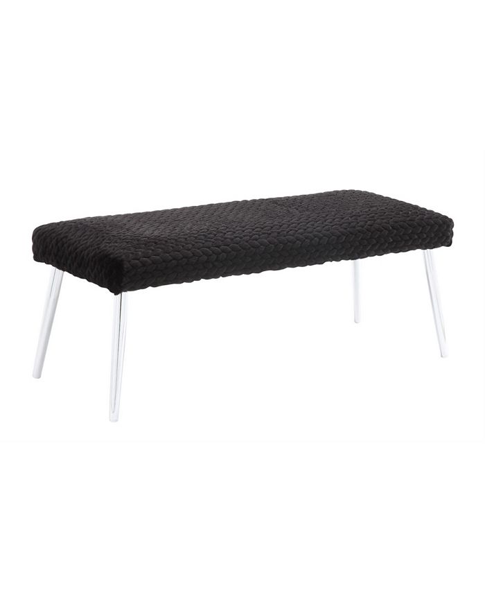 INSPIRED HOME Lamonte Faux Fur Leaf Textured Bench with Metal Legs - Macy's