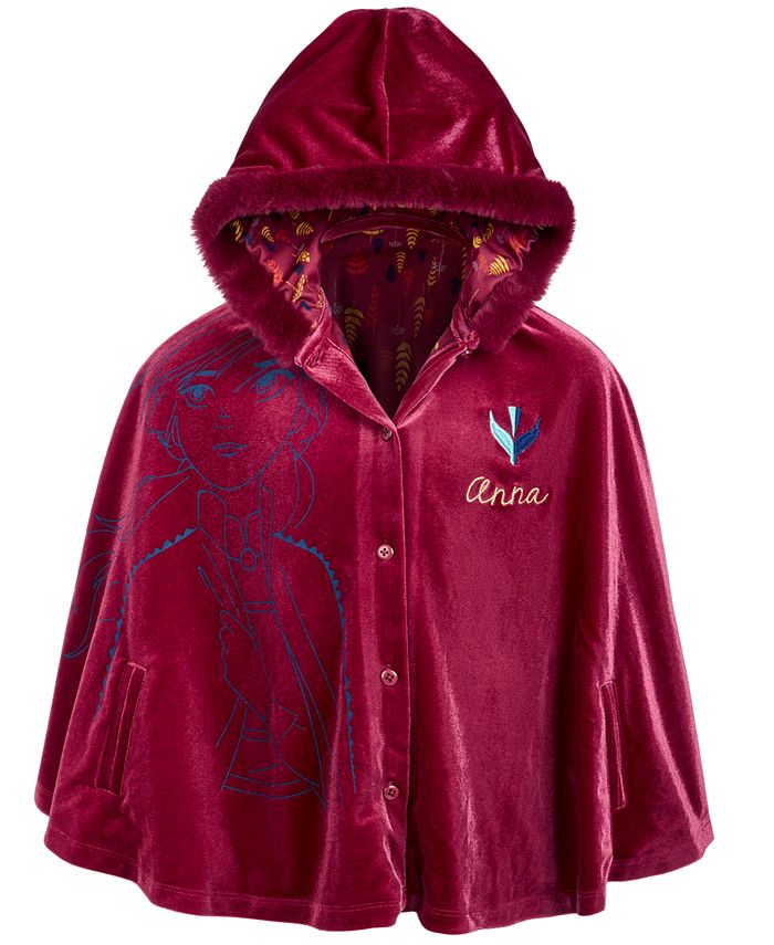 Disney Toddler Girls Frozen Hooded Faux-Fur-Trim Anna Cape - Macy's