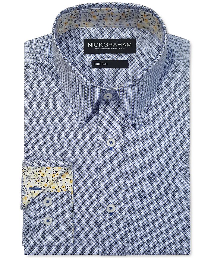 Nick Graham Men's Modern-Fit Diamond Grid Shirt - Macy's