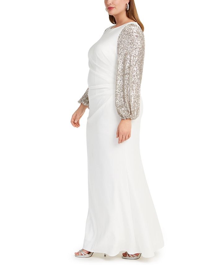 Adrianna Papell Plus Size Sequin-Sleeve Gown - Macy's