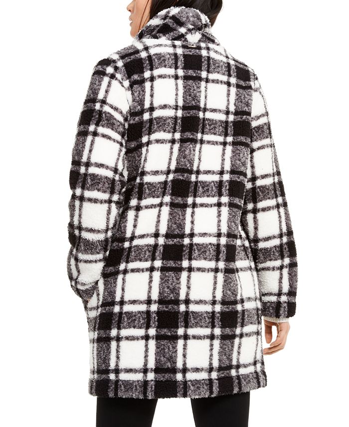 Calvin Klein Plaid Fleece Flyaway Jacket - Macy's