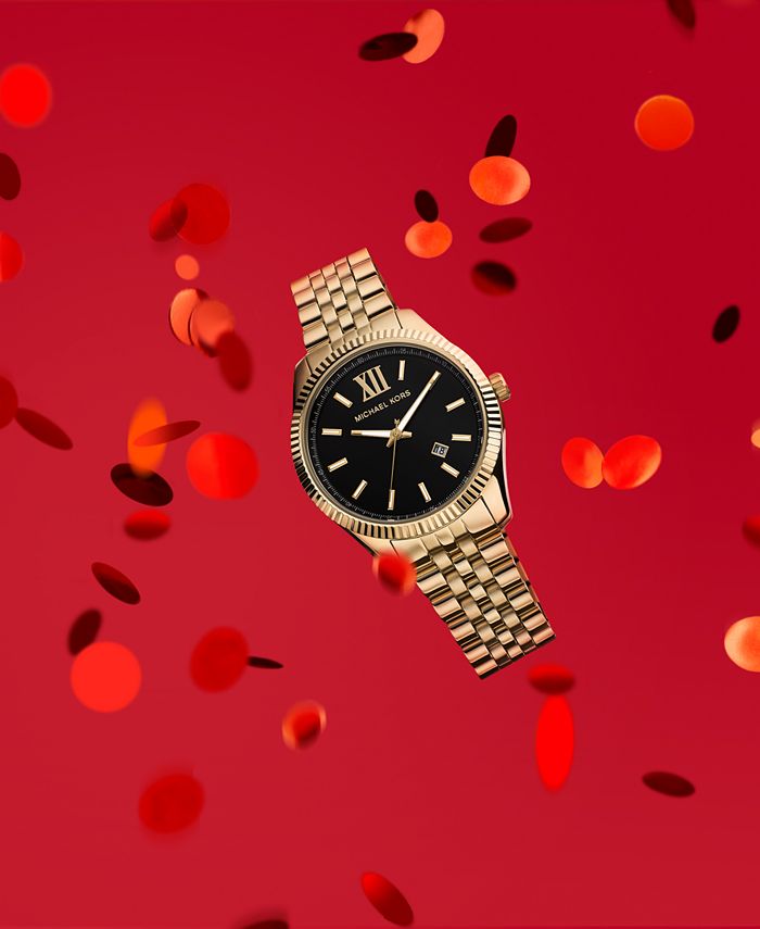 Michael Kors Men's Lexington Gold-Tone Stainless Steel Bracelet Watch ...