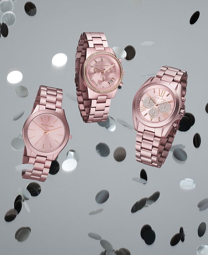 Michael Kors Women's Slim Runway Pink Aluminum Bracelet Watch 42mm - Macy's