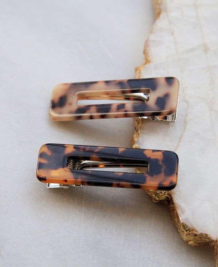 Soho Style Tortoise Shell Rectangular Hair Clip Set - Macy's
