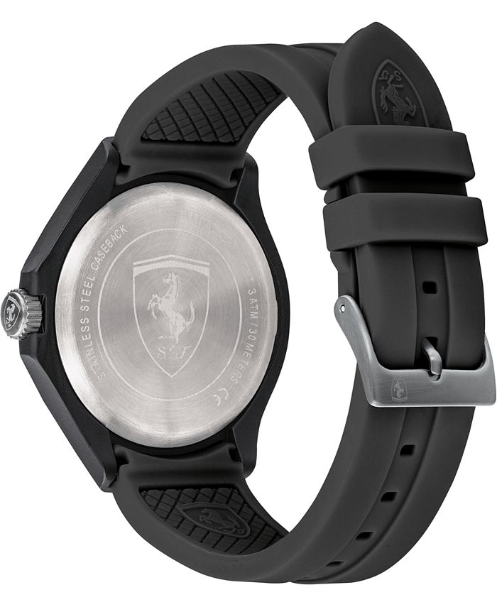 Ferrari Men's RedRev Black Silicone Strap Watch 44mm Gift Set - Macy's