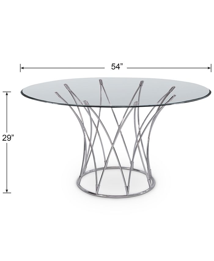 Furniture Mercer 54" Glass Top Round Dining Table - Macy's