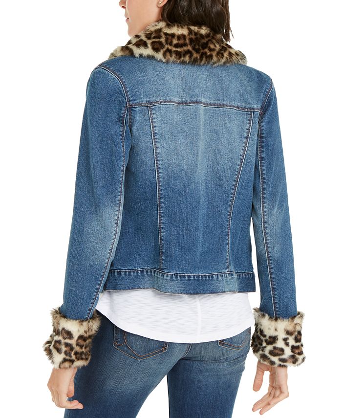 INC International Concepts INC Faux-Fur-Trim Denim Jacket, Created for ...