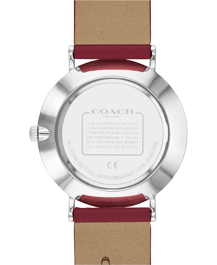 COACH Women's Perry Red Leather Strap Watch 36mm, Created for Macys ...