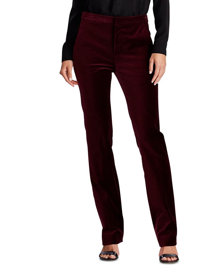 Lauren Ralph Lauren Petite Stretch Velvet Straight Pants, Created for ...