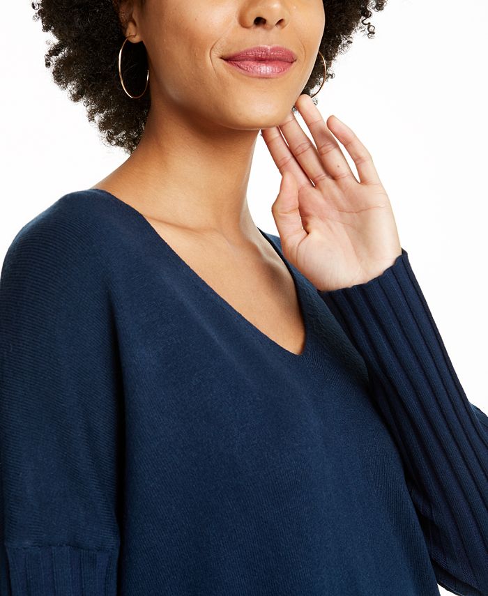 French Connection Ribbed-Trim Sweater - Macy's