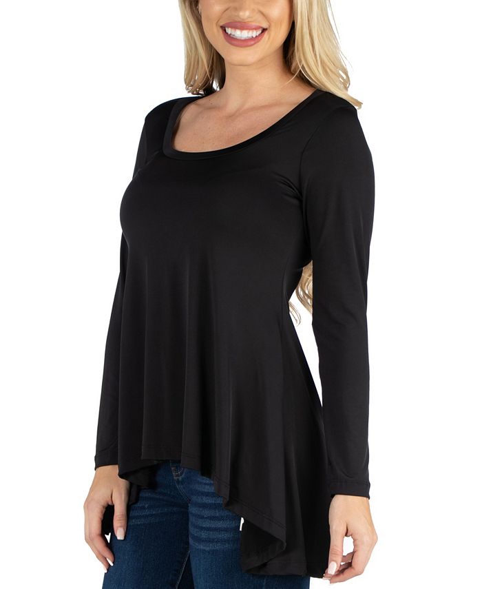 24seven Comfort Apparel Long Sleeve Flared Tunic Top For Women - Macy's