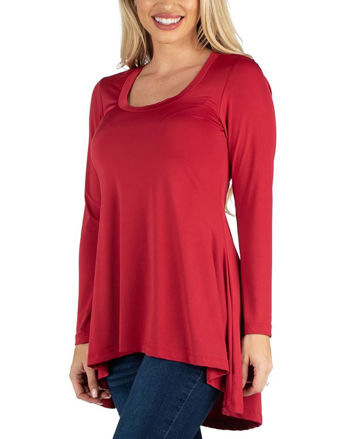 24seven Comfort Apparel Long Sleeve Flared Tunic Top For Women - Macy's
