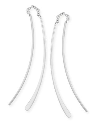 Curved Wire Threader Earrings Set in 14k White Gold - Macy's