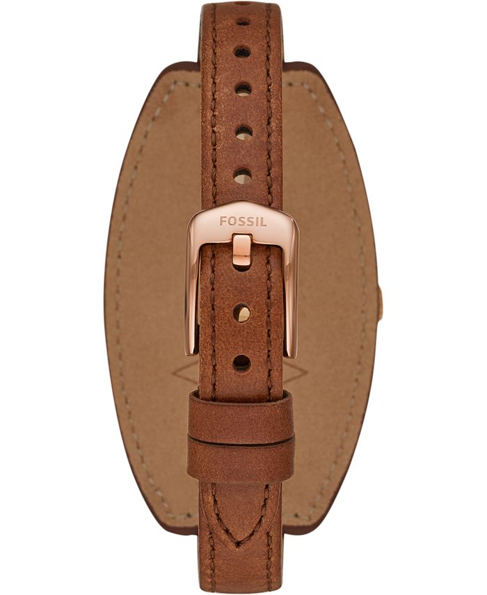 Fossil Women's Josey Brown Leather Strap Watch 34mm - Macy's