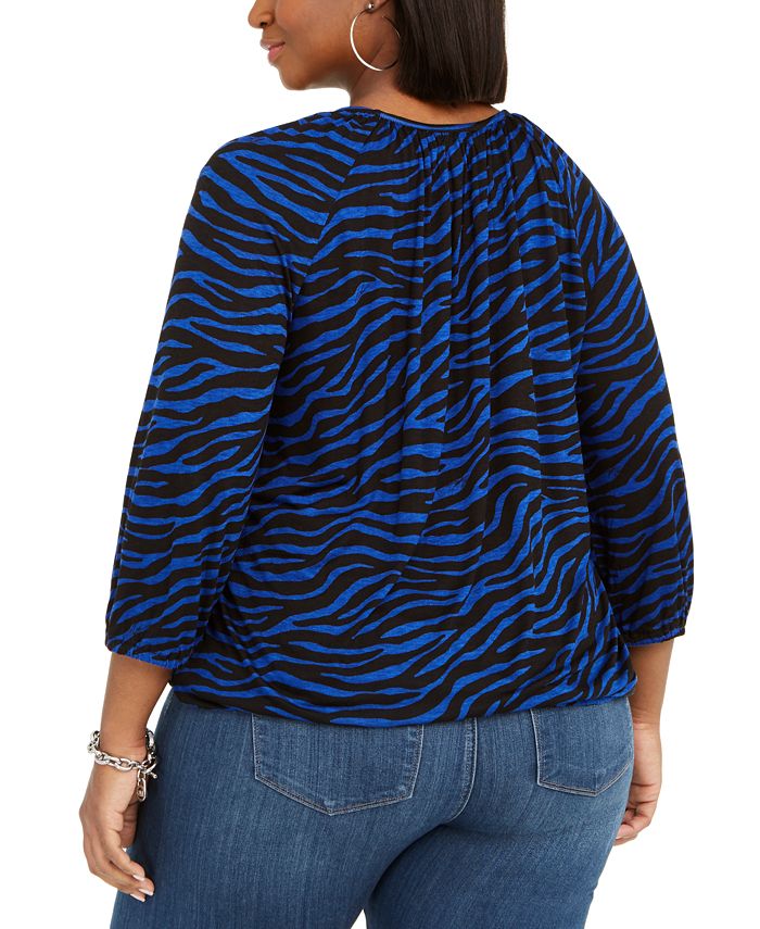 Michael Kors Plus Size Animal-Print Peasant Top - Macy's