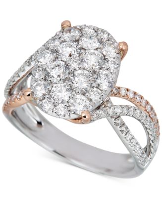 Diamond Oval Cluster Two-Tone Ring (1-3/4 ct. t.w.) in 14k White Gold ...
