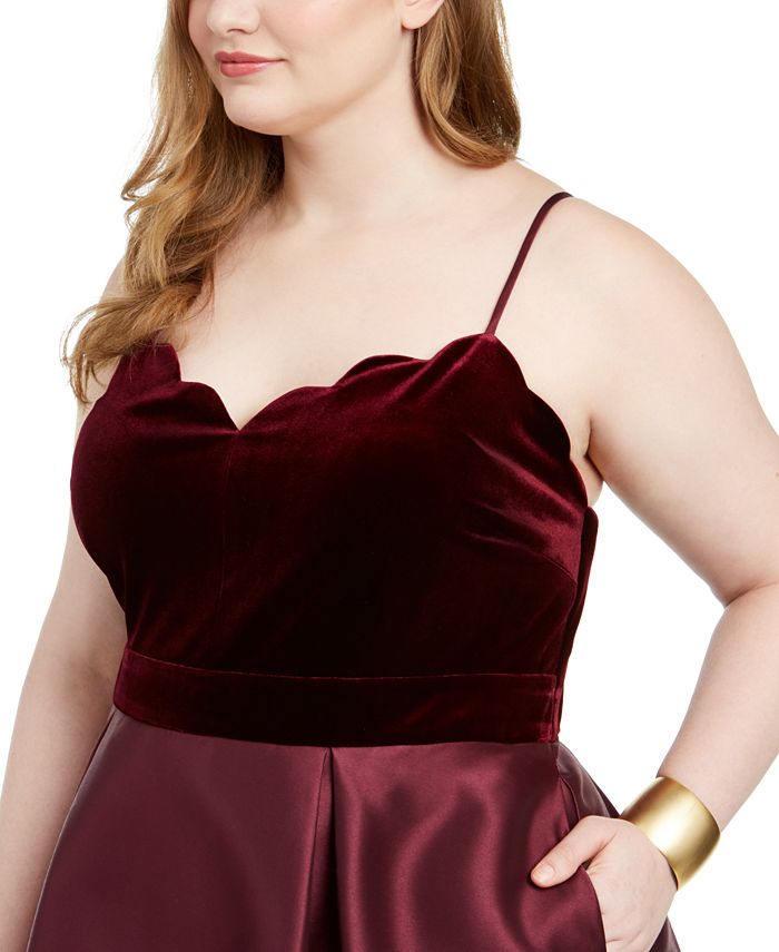 Teeze Me Trendy Plus Size Velvet-Top Dress - Macy's