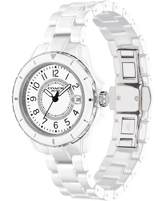 COACH Women's Preston White Ceramic Watch, 32mm - Macy's