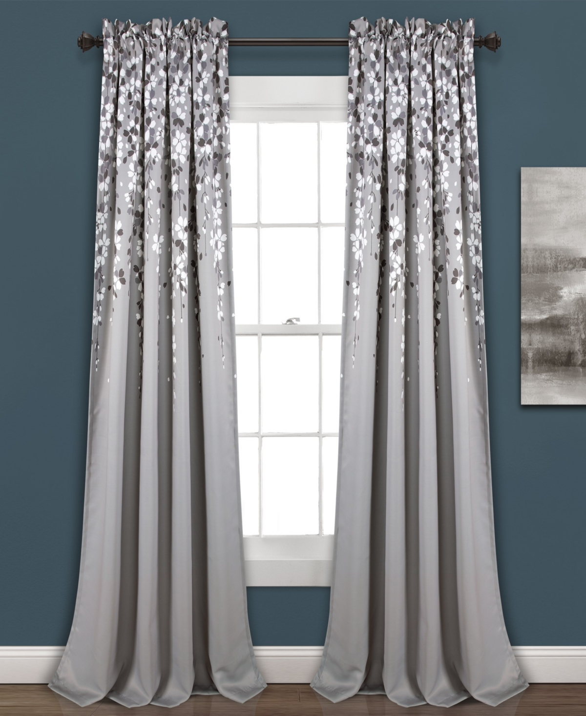 Click here for Weeping Flowers 52 x 84 Curtain Set - Grey prices