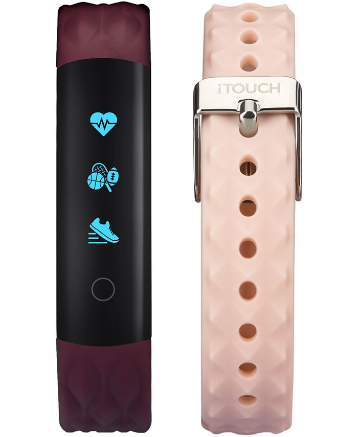 iTouch Women's Slim Interchangeable Burgundy & Blush Silicone Straps ...