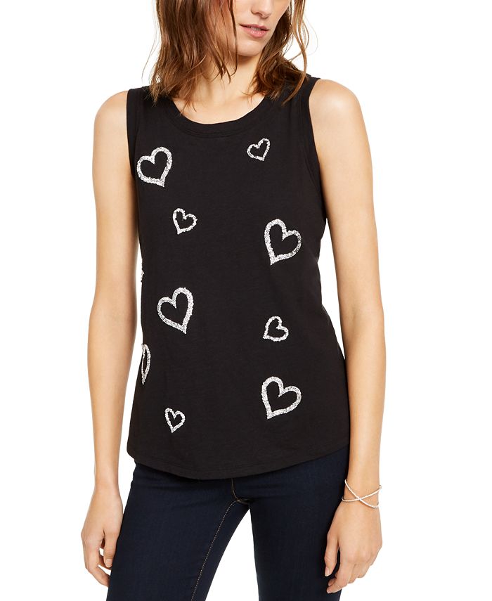 INC International Concepts INC Cotton Embellished-Hearts Tank Top ...