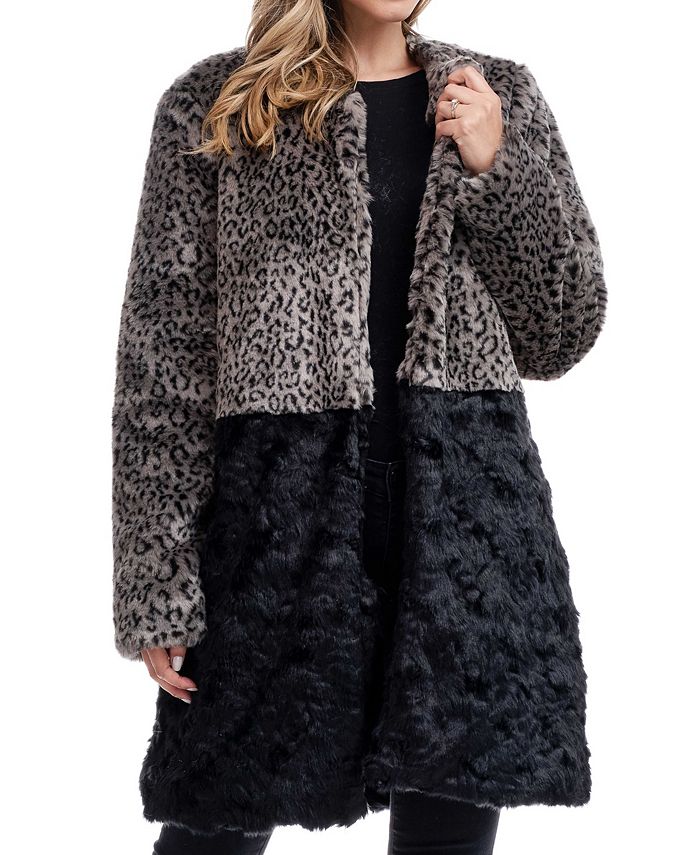 Fever Blocked Faux Fur Coat - Macy's