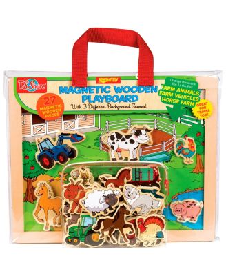 T.S. Shure Farm Animals, Horses and Vehicles Wooden Magnetic Playboard ...