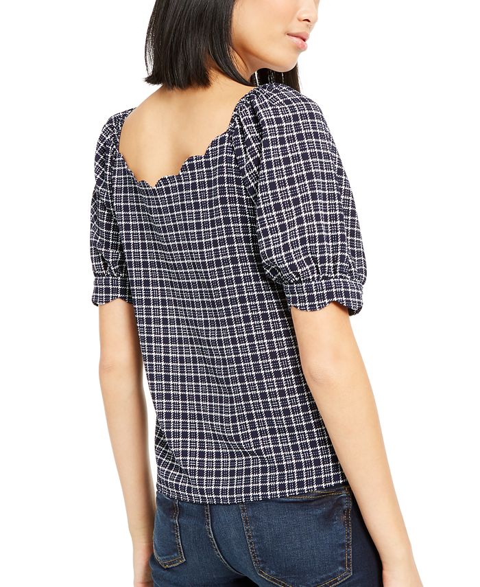 Monteau Petite Scalloped Sweetheart-Neck Top - Macy's