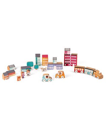Janod Kubix - 22 City Pieces Wooden Building Set - Macy's