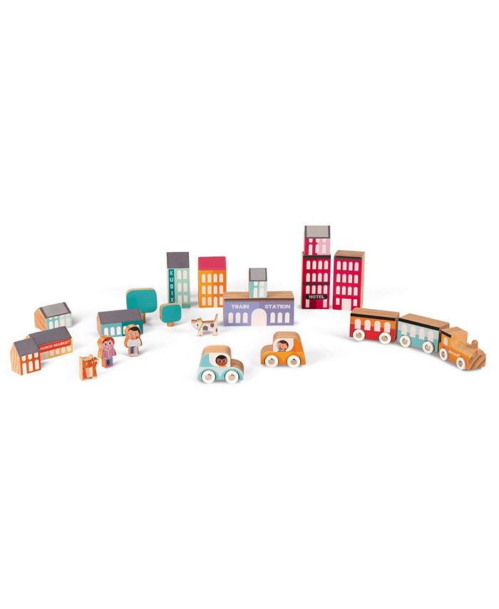 Janod Kubix - 22 City Pieces Wooden Building Set - Macy's