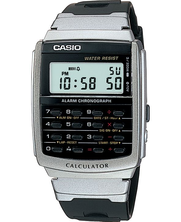 Casio Unisex Digital Calculator Black Resin Strap Watch 34.8mm ...
