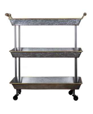 American Art Decor 3-Shelf Galvanized Rolling Cart - Macy's