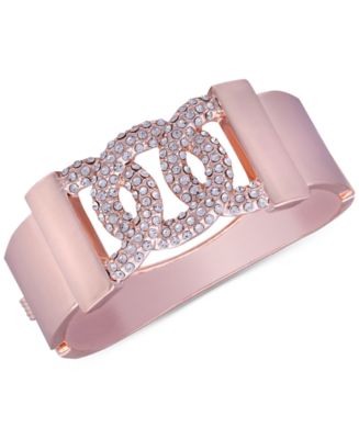 GUESS Rose Gold-Tone Pavé Bangle Bracelet - Macy's