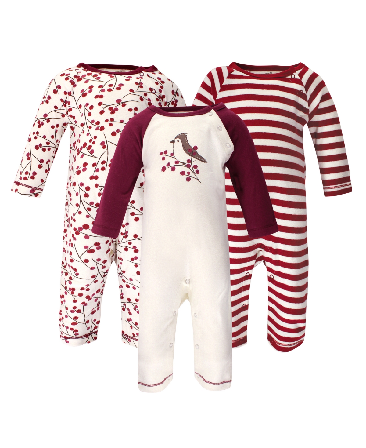 Touched by Nature Baby Girls 3Pk Natural Coverall - Berry Branch