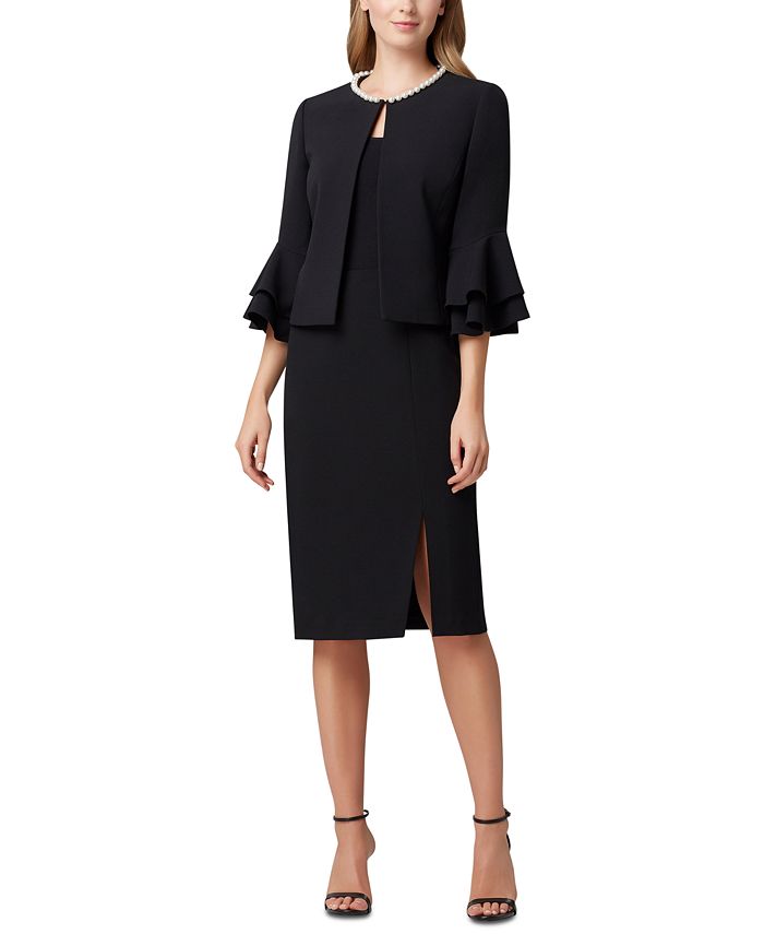 Tahari ASL Pearl-Trim Ruffled-Sleeve Jacket - Macy's