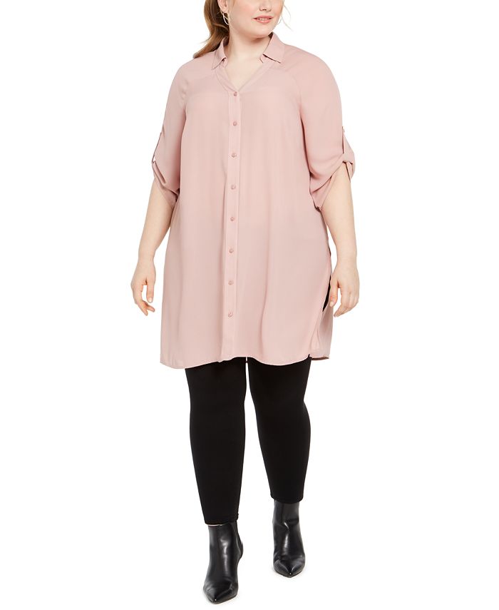 Alfani Plus Size Roll-Tab Tunic Shirt, Created for Macy's - Macy's