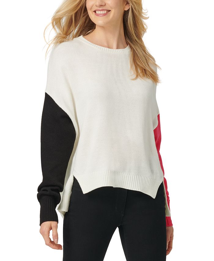 DKNY High-Low Colorblocked Sweater - Macy's