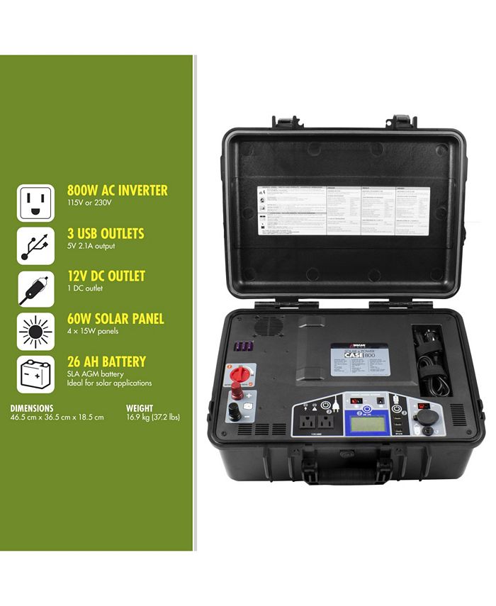 Wagan Tech Wagan Solar Power Case with 800 Watt Power Inverter with 60 ...