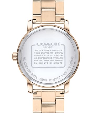 COACH Women's Grand Carnation Gold-Tone Stainless Steel Bracelet Watch ...