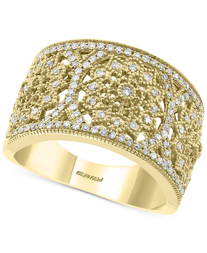 EFFY Collection Diamond Filigree Openwork Band (3/8 ct. t.w.) in 14k ...