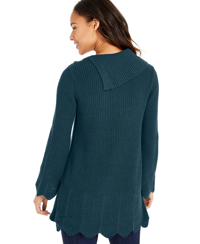 Style & Co Petite Envelope-Neck Scalloped-Edge Sweater, Created for ...