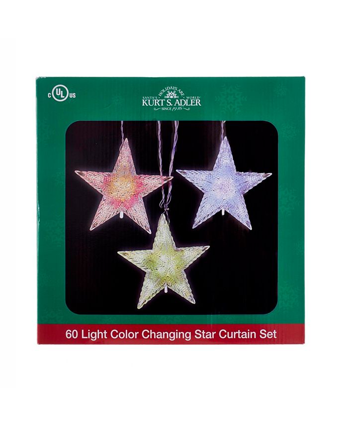 Kurt Adler 60-Light Color Changing Star Curtain Light Set - Macy's